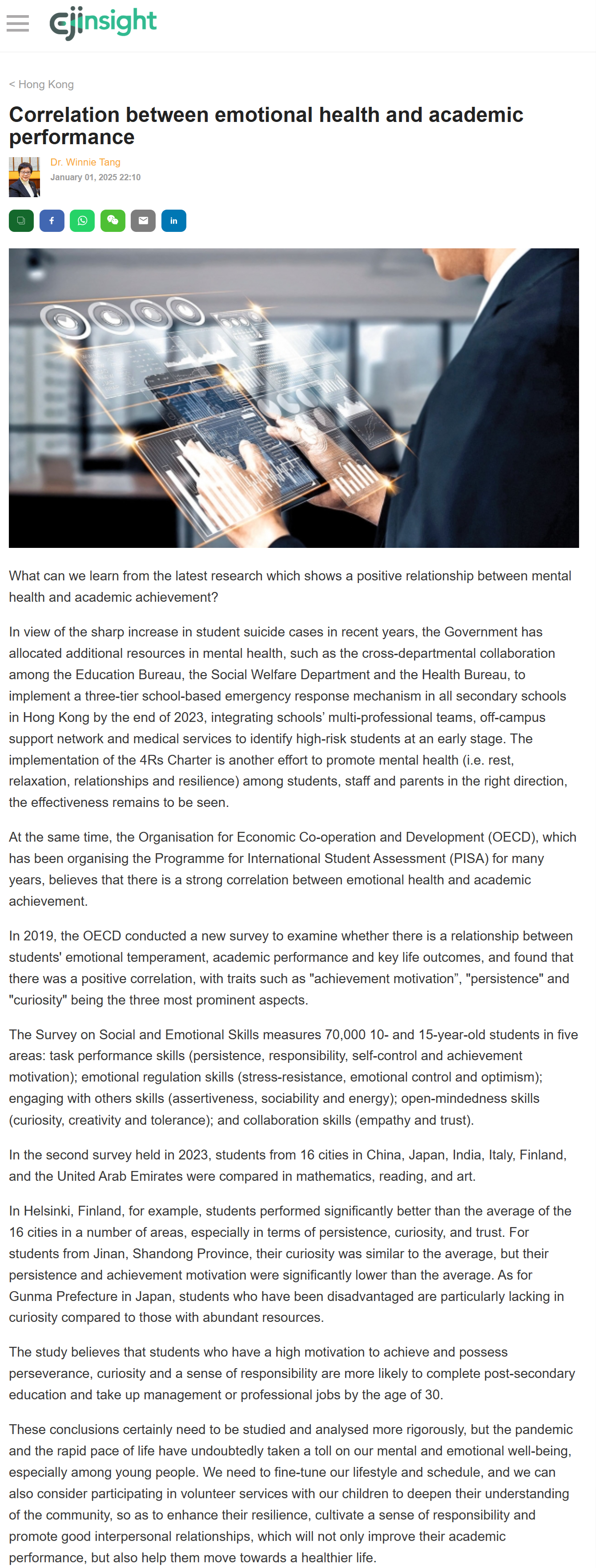 Dr Winnie Tang (鄧淑明博士), JP - Correlation between emotional health and academic performance - EJ ...